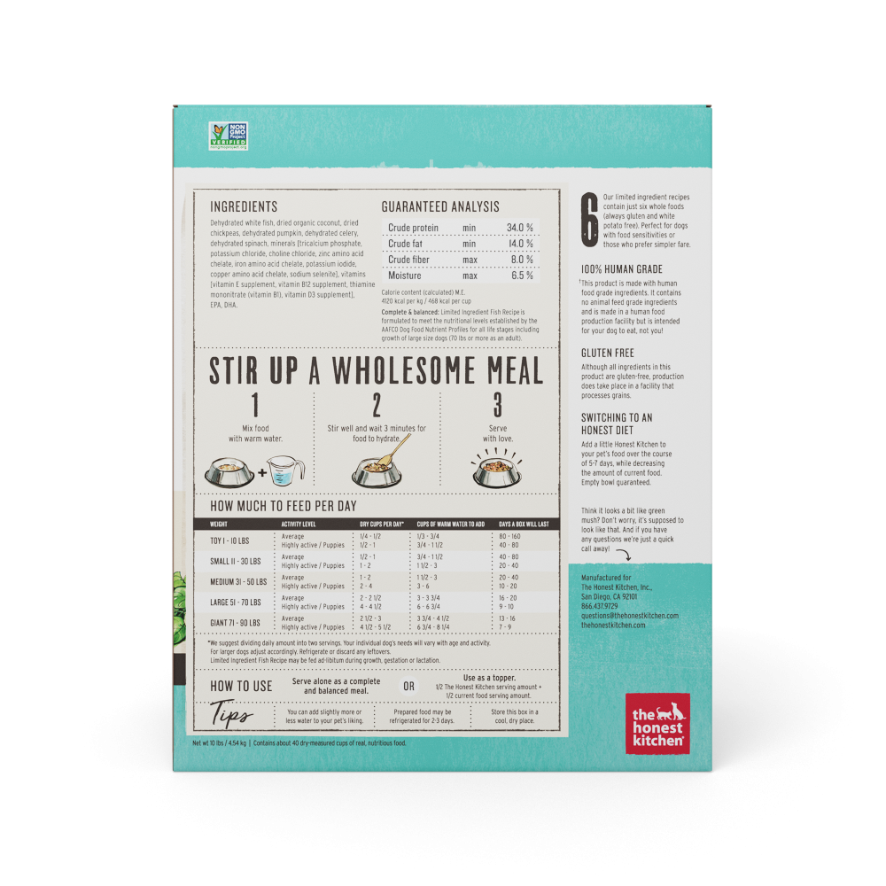 The Honest Kitchen Limited Ingredient Fish Recipe Dehydrated Dog Food ...